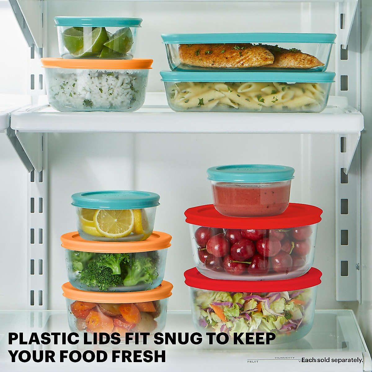 Pyrex Simply Store 18-Pc Glass Food Storage Containers Set, Round & Rectangle Glass Storage Containers with Lid, BPA-Free Lids, Non-Pourous Glass, Dishwasher, Microwave, Fridge and Freezer Safe