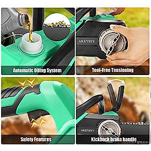 KGK 20V 4.0Ah Cordless Electric Chainsaw, 10 Inch Handheld Battery Powered Chainsaw with Security Lock, Rechargeable Mini Electric Power Chain saws for Trees Wood Farm Garden Ranch Forest Cutting