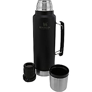 Stanley Classic Vacuum Insulated Wide Mouth Bottle, Matte Black - BPA-Free 18/8 Stainless Steel Thermos for Cold & Hot Beverages – Keeps Liquid Hot or Cold for Up to 24 Hours – Lifetime Warranty