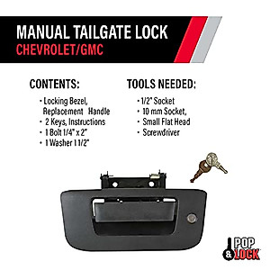 Pop & Lock PL1310 Black Manual Tailgate Lock for Chevy/GMC (New Body)