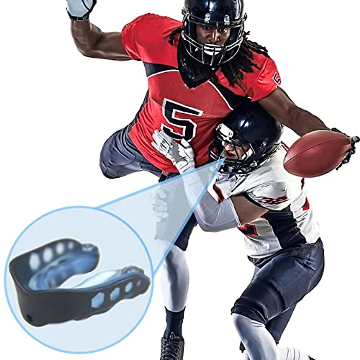 Football Mouthguard,Braces Mouthguard with Strap Fit Teen and Child, Youth Sports Mouthguard and Kids Mouth Guard for Football, Boxing, Taekwondo, Sanda, Basketball, Lacrosse, Rugby Matches (2 Blue)