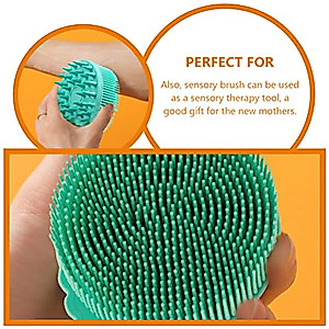 Silicone Sensory Brush Scalp Scrubber Silicone BER Dual-Sided Bath Shower Loofah Shampoo Scalp Brush Massager Body Cleansing Brush for Gentle Exfoliation Massage Scalp Scrub