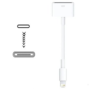 Lightning to 30-Pin Adapter, iPhone 8 Pin Male to 30 Pin Charger ipad Connector Adapter Data Sync Cable Connector Compatible iPhone 14/13/12/11/X/8/iPad/Bluetooth (White)
