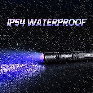 COSMOING UV Flashlight, LED 395nm Ultraviolet Flashlight, Zoomable Pen Blacklight Flashlight IP54 Waterproof Detector for Pet Urine, Cat Dog Stains, Bed Bug, Household Wardrobe Toilet