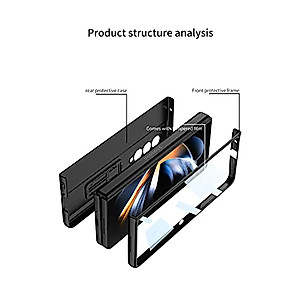 BAILI Galaxy Z Fold4 Case with Kickstand,360° full body protection Built-in Three-speed Adjustable Stand for Z Fold 4,Come with HD Explosion-proof Glass Screen Film for Samsung Galaxy Z Fold4-Wine Red