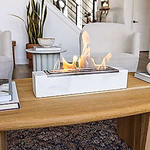 Napoli Tabletop Fire Pit. Indoor Fire Pit and Balcony Decor (Rectangular) Table Top Fire Pit Bowl, Rubbing Alcohol Fueled Concrete Firepit, Tabletop Fireplace, Smores Maker, Portable Bowls (Marble)