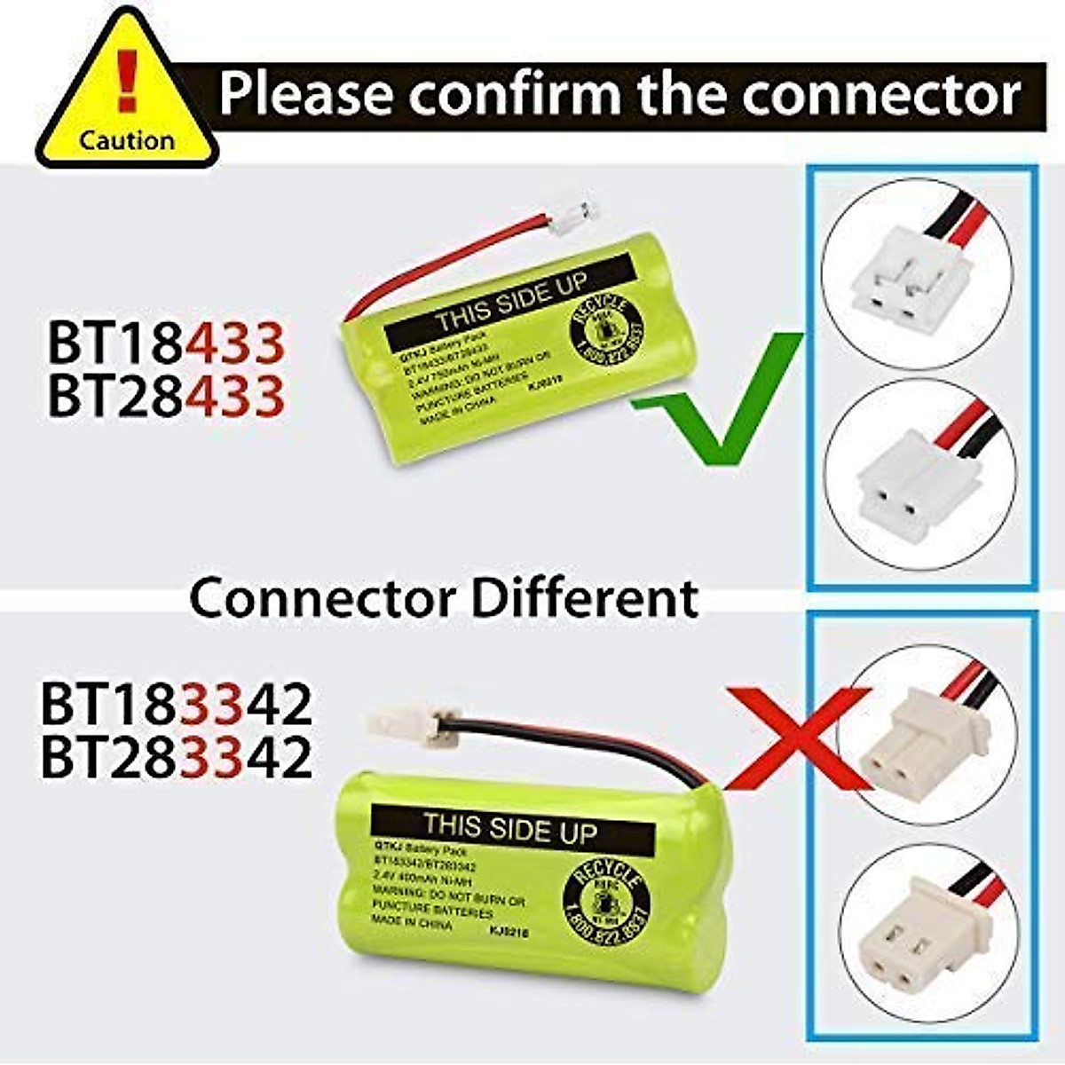 QTKJ BT18433 BT28433 BT184342 BT284342 BT-1011 Cordless Phone Battery for Vtech CS6209 CS6219 CS6229 DS6301 DS6101 BT-1018 BT-1022 AT&T CL80109 BT-6010 BT-8000 BT-8300 Uniden DCX400 Handset (6-Pack)
