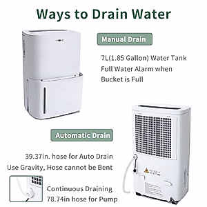 Uhome 150 Pints Dehumidifier with Pump - 7000 Sq. Ft Quiet Dehumidifier for Home, Basements, Storages and Large Rooms with 1.85Gallon Water Tank & Drain Hose, Auto Defrost, Self-Drying