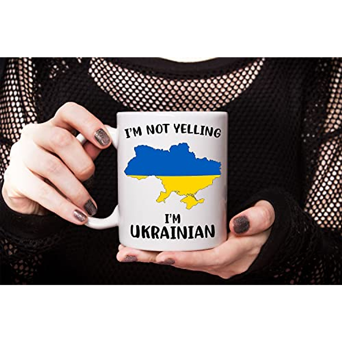 Funny Ukraine Pride Coffee Mugs, I'm Not Yelling I'm Ukrainian Mug, Gift Idea for Ukrainian Men and Women Featuring the Country Map and Flag, Proud Patriot Souvenirs and Gifts