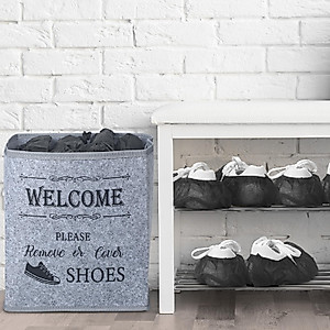 Yiyiring 2 Pcs Shoe Covers Box with 200 Pcs Disposable Non Slip Shoe Covers Booties Foot Covers Dispenser Holder Foldable Storage Box for Indoors Open House Supplies, 10 x 10 x 11 Inch(Black)