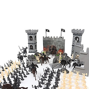 Medieval Castle Toy, Castles Knights Soldiers Model Kit Knight Figures Playset Fort Building Kit, DIY Assembled Castle Model Set, Playset Gifts(Type D)