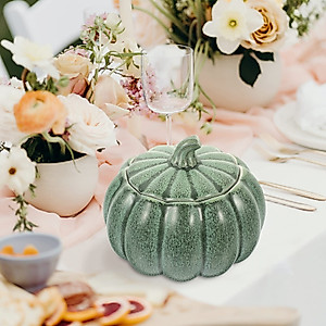 Yardwe Pumpkin Cup Glass Pumpkin Jar with Lid Pumpkin Bowl Glass Food Containers Pumpkin Pot Halloween Cauldron Bowls Pumpkin Stewing Bowl Fall Bakeware Oven Ceramics Jelly Cup Pudding
