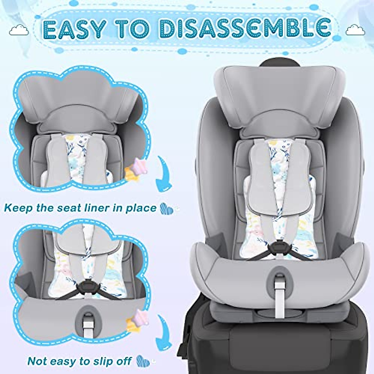 Pinkunn 2 Pcs Gel Car Seat Cooler Pad Summer Chair Ice Cushion Breathable Baby Car Seat Cooling Pad Summer Cooler Seat Cushion Multifunctional Ice Mat for Stroller Baby Dining Chair, Child Safety Seat