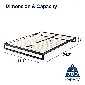 ZINUS Trisha Metal Platforma Bed Frame / Wood Slat Support / No Box Spring Needed / Easy Assembly, Full