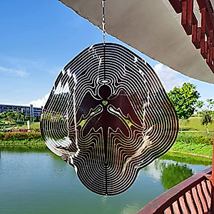 DJUAN Angel Wind Spinners for Yard and Garden Decor Angel Gifts for Women Wind Spinner Outdoor Metal Large Angels Figurines Hanging Wind Spinners Kinetic Art Lawn Ornaments
