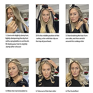 Heatless Curling Rod Headband No Heat Silk Ribbon Curling Rod Hair Roller Curls with Hair Claw Clip Lazy Natural Soft Wave DIY Hair Rollers Styling Tool for Sleep in Overnight (Black)