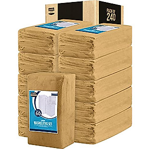 Utopia Towels Cotton Washcloths Set - 100% Ring Spun Cotton, Premium Quality Flannel Face Cloths, Highly Absorbent and Soft Feel Fingertip Towels (240 Pack, Beige)