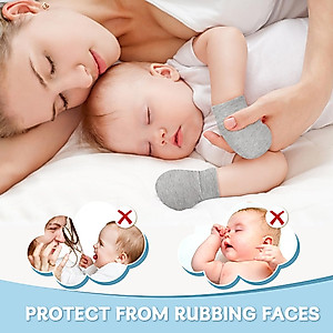 ZURLEFY Baby Girl Hats and Mittens Set for 0-6 Months, Newborn Hospital Hats with Bow for Infant Baby No Scratch Cotton Mittens Set(31-08)