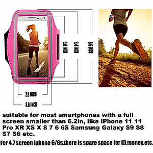 CaseHQ Water Resistant Cell Phone Armband Case Compatible Phone iPhone 11, 11 Pro, 11 Pro Max, X, Xs, Xs Max, Xr, 8, 7, 6, Plus Galaxy S10, S9, S8, S7, Plus Sizes and More. Adjustable Band & Key Slot