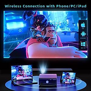 Oddsea WiFi Projector, Portable Native 1080P Home Theater Projector, 210” Display Full HD Outdoor Movie Projector Compatible with HDMI/USB, PC/Laptop, TV Stick, iOS/Android Phone