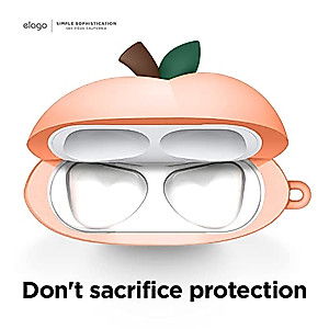 elago Peach Case Compatible with AirPods 3 Case Cover, Cute 3D Design Case Compatible with AirPods 3rd Generation Case 2021, Protective Silicone Case with Keychain, Wireless Charging, Girly Anime Case