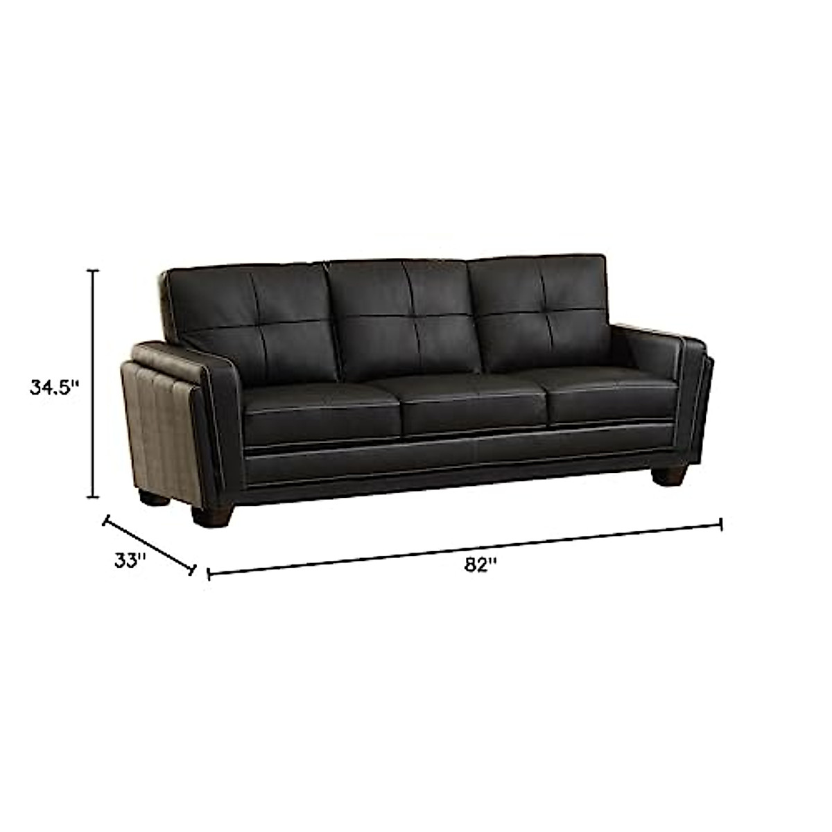 HOMES: Inside + Out Sheradome Modern Black Leatherette Sofa