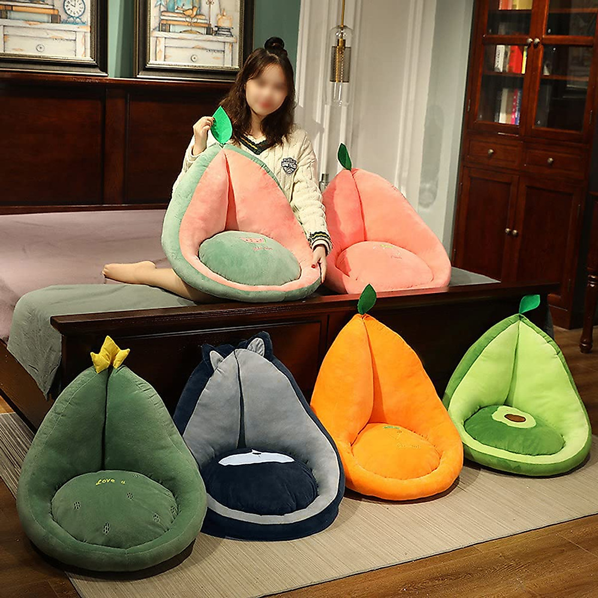 Kelendle Seat Cushion Plush Cat Lazy Sofa Office Chair Cushion Warm Floor Mat Cute Seat Pillow Cozy Floor Cushion with Backrest for Dining Room Bedroom Lumbar Support Pillow Health Building