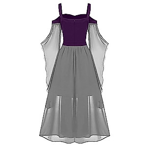 Renaissance Faire Costume Women Cross Off-The Corset Ren Faire Costume Medieval Dress Halloween Dress Renaissance Costumes for Women Couples Costumes Witchy Dresses for Women（2-Light Purple,5X-Large）