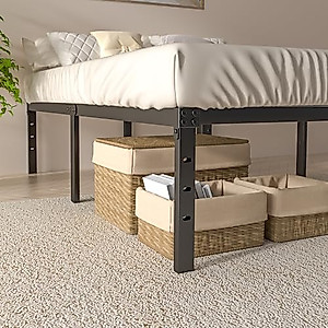 QKOKSY 18 Inch King Size Bed Frame Metal Platform Heavy Duty Black King Bed Frame, No Box Spring Needed, Easy Assembly and Noise Free, Under Bed Storage