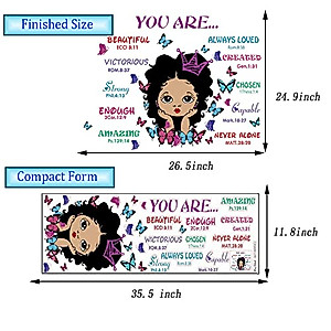 Black Girl You Are Beautiful Inspirational Quote Wall Decal with Butterflies Motivational Saying Positive Sticker Decor African American Girl Bedroom Wall Sticker for Baby Bedroom Wall Art Decoration for Kid Toddler Room.