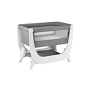 Beaba by Shnuggle Air Bedside Sleeper, Bedside Bassinet, and Infant Crib with Breathable Mesh Sides and Zip Down Side, 7 Different Height Adjustments, Grey