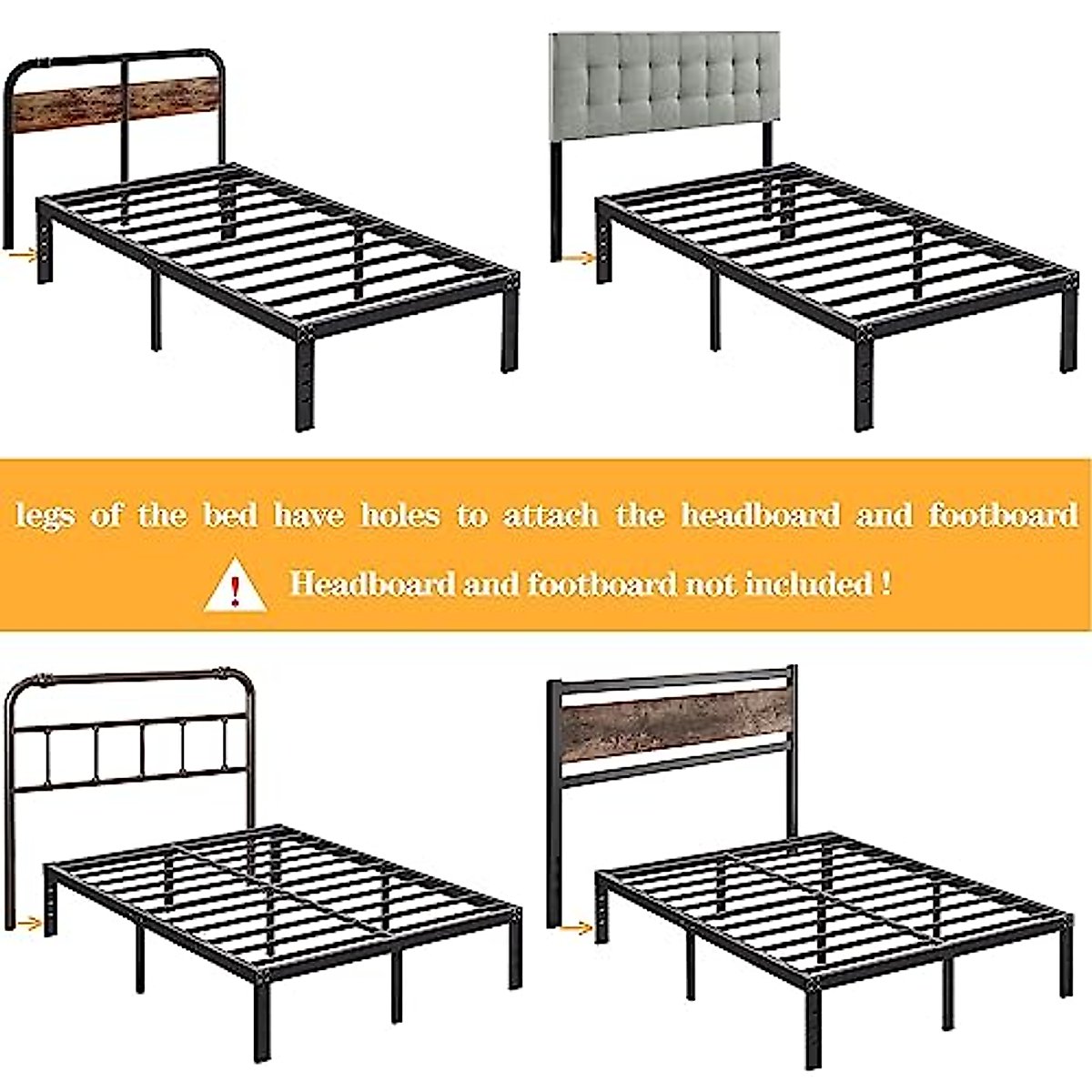 COMASACH Twin Size Bed Frame 12" High Heavy Duty Platform Bed Frame,Sturdy Steel Frame,Support up to 3500lbs,No Box Spring Needed,Noise-Free,Easy Assembly