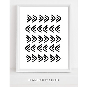 Abstract Black Arrows Contemporary Wall Art | 11x14 UNFRAMED Print | Nordic Modern Mid Century Wall Decor. Black on White.
