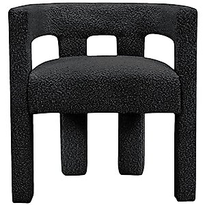 Meridian Furniture Athena Collection Modern | Contemporary Boucle Fabric Upholstered Accent | Dining Chair, 25" W x 21" D x 27" H, Black