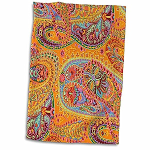 3D Rose Lime Orange n Pink Batik Paisley TWL_60518_1 Towel, 15" x 22"