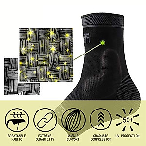 Protle Adjustable Foot Socks, Ankle Brace Compression Support Sleeve with Silicone Gel, Arch Support - Boosts Recovery from Joint Pain, Sprain, Plantar Fasciitis (Black-Large)