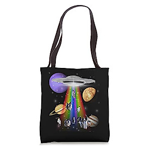 Penguin Lover Galaxy UFO Spaceship Funny LGBTQ Alien Tote Bag