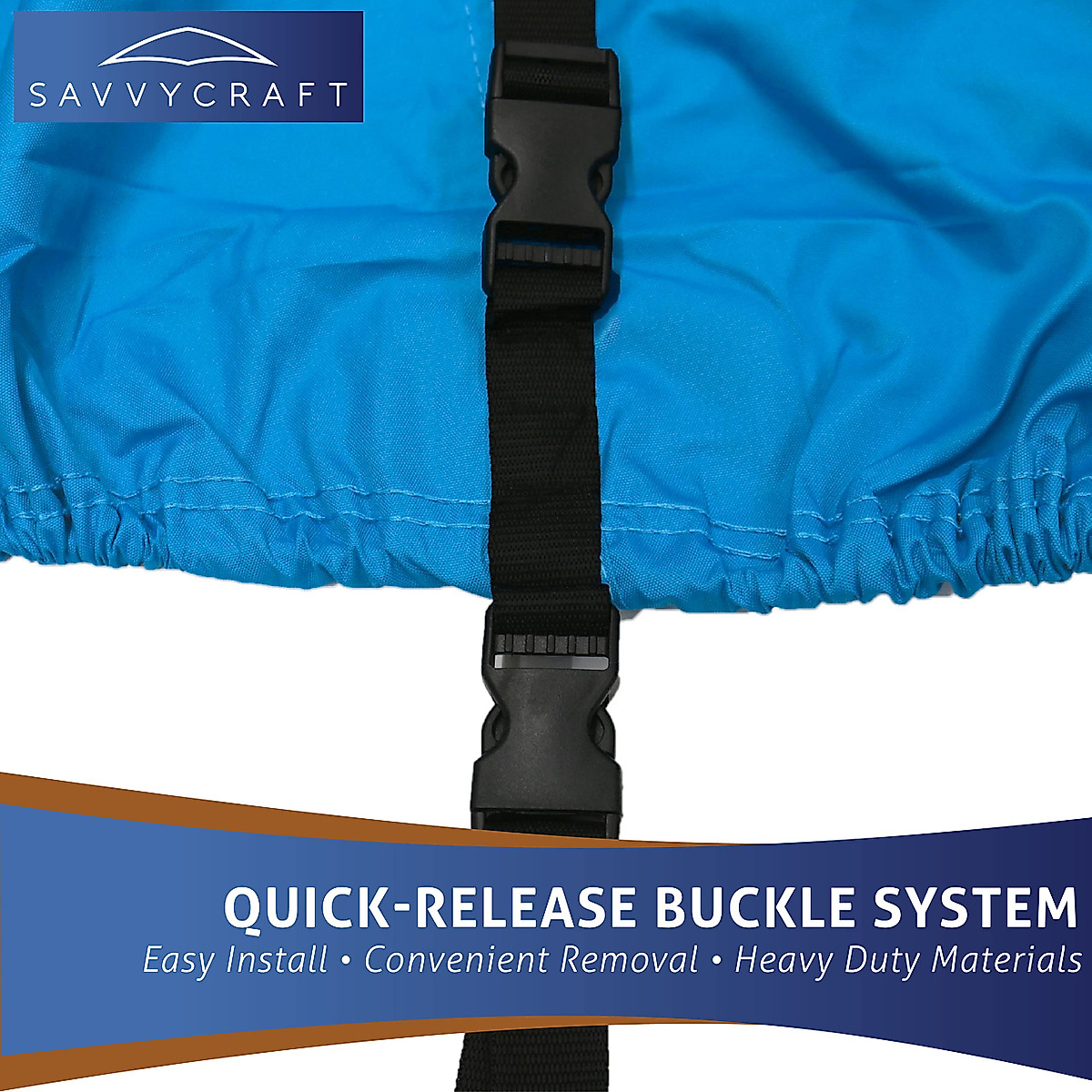 Savvycraft Heavy Duty Boat Cover, Waterproof Trailerable Boat Cover fits V-Hull Runabouts, Aluminum Fishing Boats, Pro Style Bass Boats, Fish&Ski (Size 4: 17ft-19ft Long, Beam up to 100", Blue)