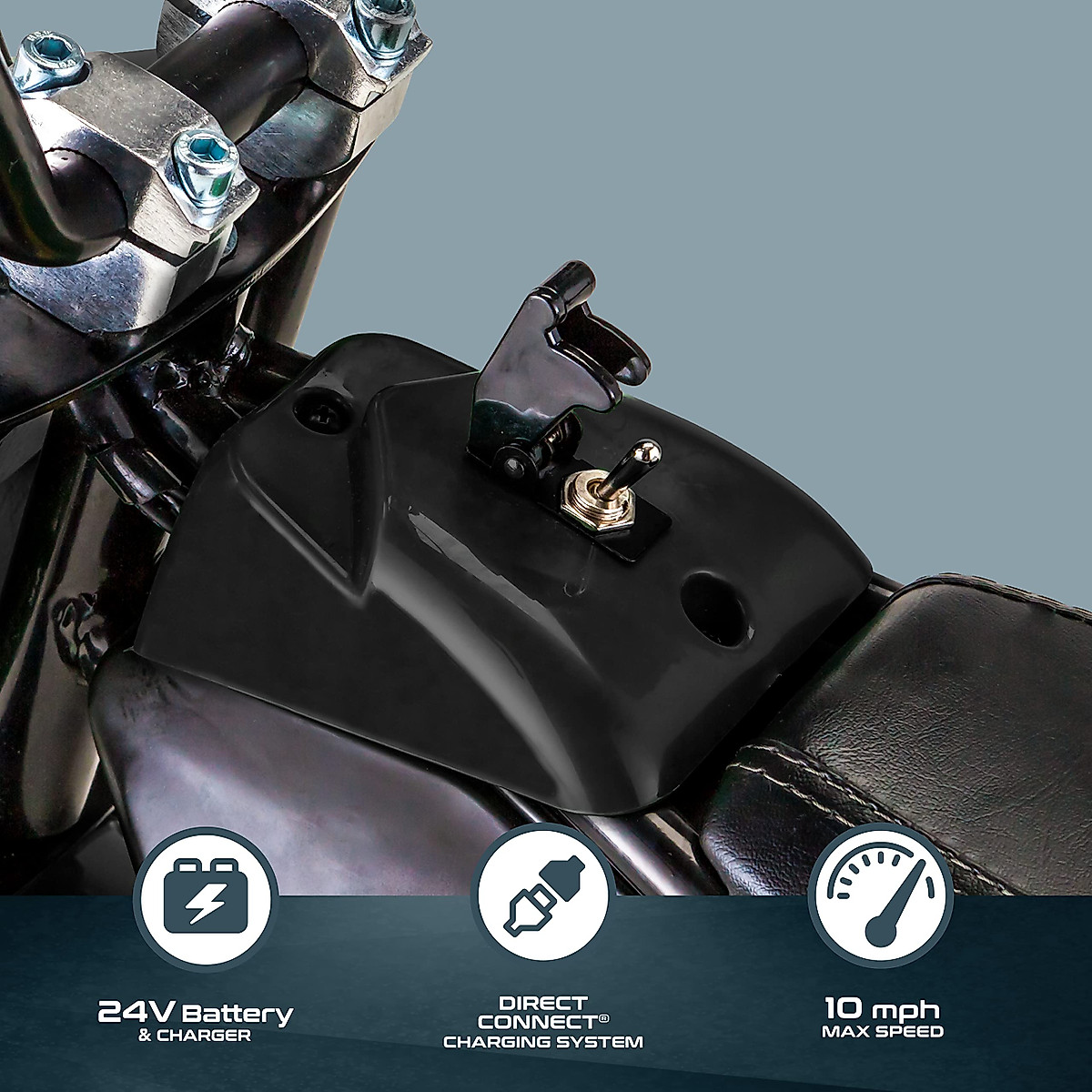 Kid Trax Kids KTX Mini Bike, 24 Volt, Youth 8-12 Years Old, Max Rider Weight 120 lbs, Black, (KT1598A)