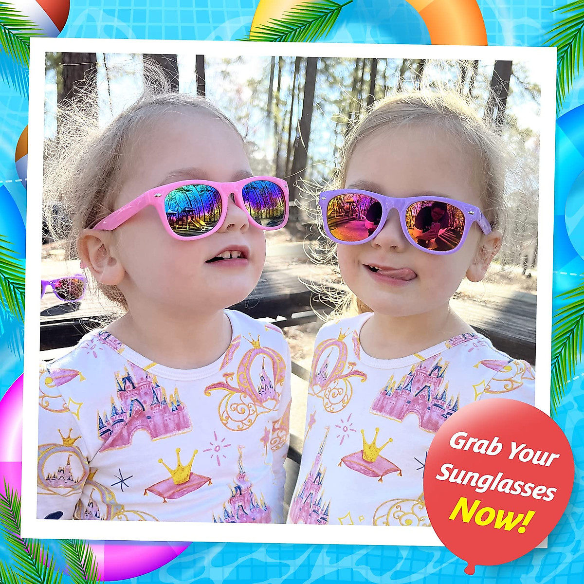 GINMIC Kids sunglasses bulk, Kids Sunglasses Party Favor, 24Pack Neon Sunglasses with UV400 Protection for Kids, Boys and Girls Age 3-8, Goody Bag Favors, Great Gift for Pool, Birthday Party Supplies