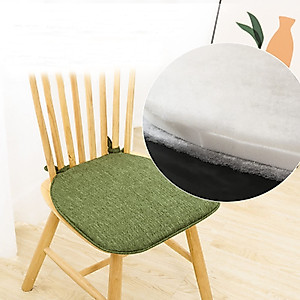 Set of 6 Linen Dining Chair Pads, Seat Cushion U Shaped Chair Cushion for Kitchen Non-Slip Skid Rubber Back (Beige,6 Count)