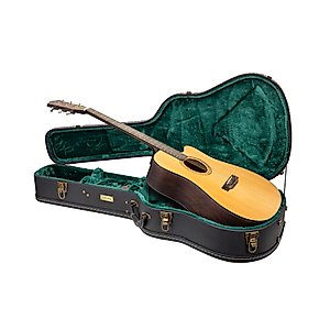 Crossrock Dreadnought Acoustic Guitar Case -Fits Martin D28, compatible to Taylor Grand Auditorium- Vintage Hardware, Sponge Lining, Metal Feet, Storage Space-Black (CRW520D28BK)