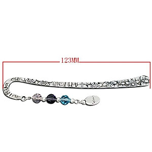 HOUSWEETY Beaded Charm Bookmarks, with Crystal Glass Quartz, Believe Dangle Beads, 3 Pcs, Silver Tone