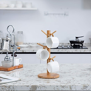 MyLifeUNIT 6 Hooks Mug Holder Tree and 8 Hooks Coffee Cup Holder Large and Small Bundle