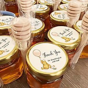 WEECUTES® Winnie Thank You Stickers Baby Shower Decorations Honey Jar Gift Label Classic Pooh Birthday Party Decor Supplies (48 Pcs)