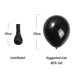 KOMOREBI Matte Black Balloons 10 Inch 100pcs Pearl Black Balloons Black Latex Balloons for Birthday Engagement Wedding Party Decorations