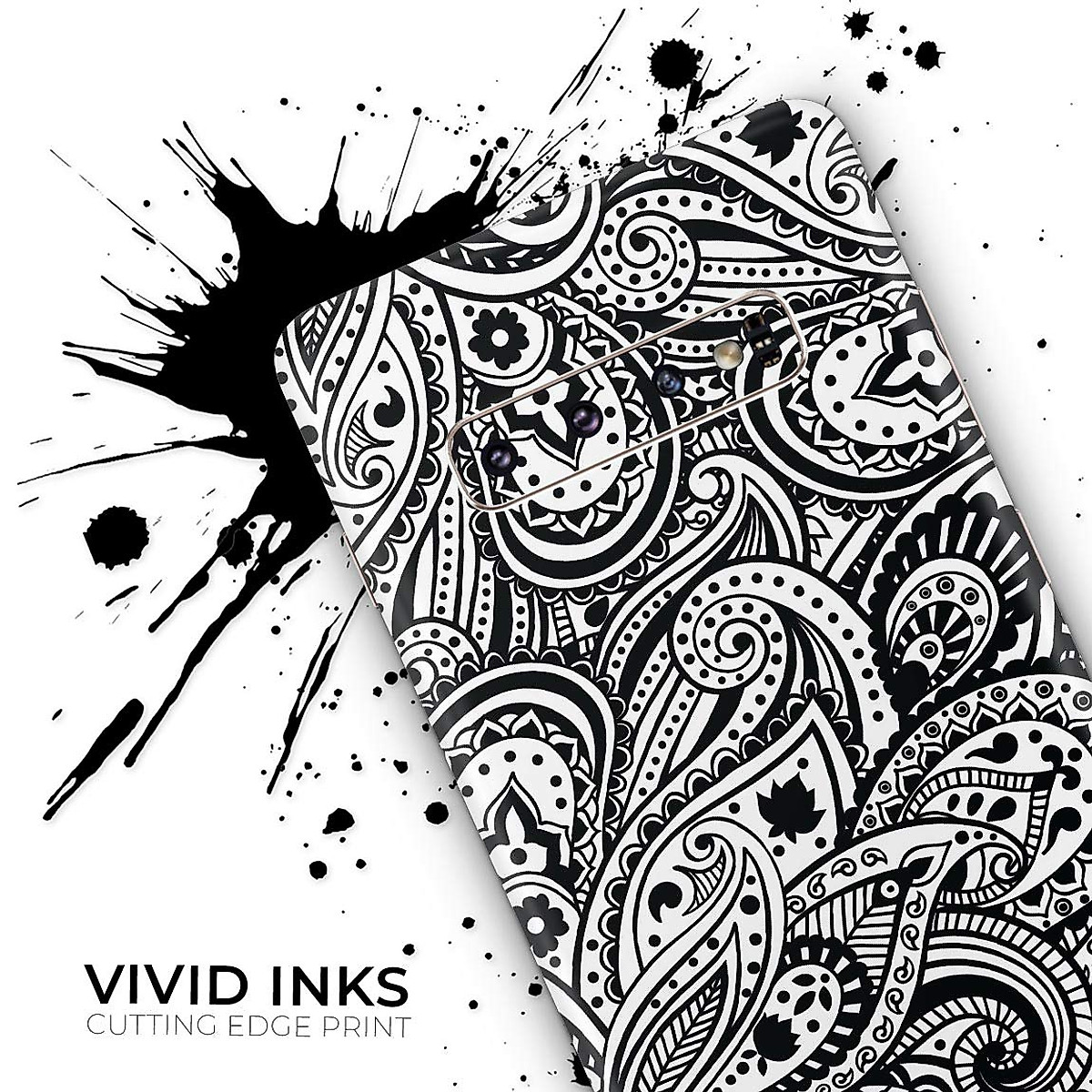 DesignSkinz Black and White Aztec Paisley Protective Vinyl Decal Wrap Skin Cover Compatible with The Samsung Galaxy S20 (Screen Trim & Back Glass Skin)
