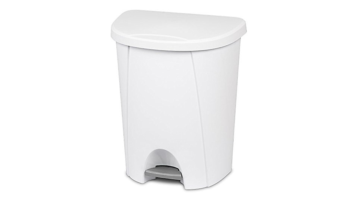 Sterilite 6.6 Gallon White Step On Wastebasket