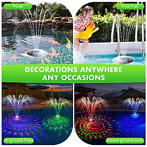 DeeprBetter Solar Pool Fountain with Light,2024 Upgrade High Efficiency Solar Powered Pool Water Fountain Pump,Floating Pool Fountain for Above Ground Pool Waterfall,Solar Pool Sprinkler Fountain Blue