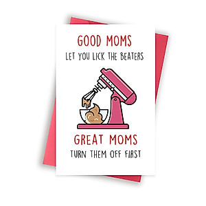 Funny Mother’s Day Card for Wife, First Birthday Card for Mom, Unique Mothers Day Cards Gifts for Women, Cute Mother Birthday Card from Daughter Son